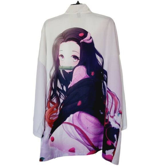 Jackets & Coats | Nwot Nezuko Chibi Demon Slayer Anime Open Front Robe ...